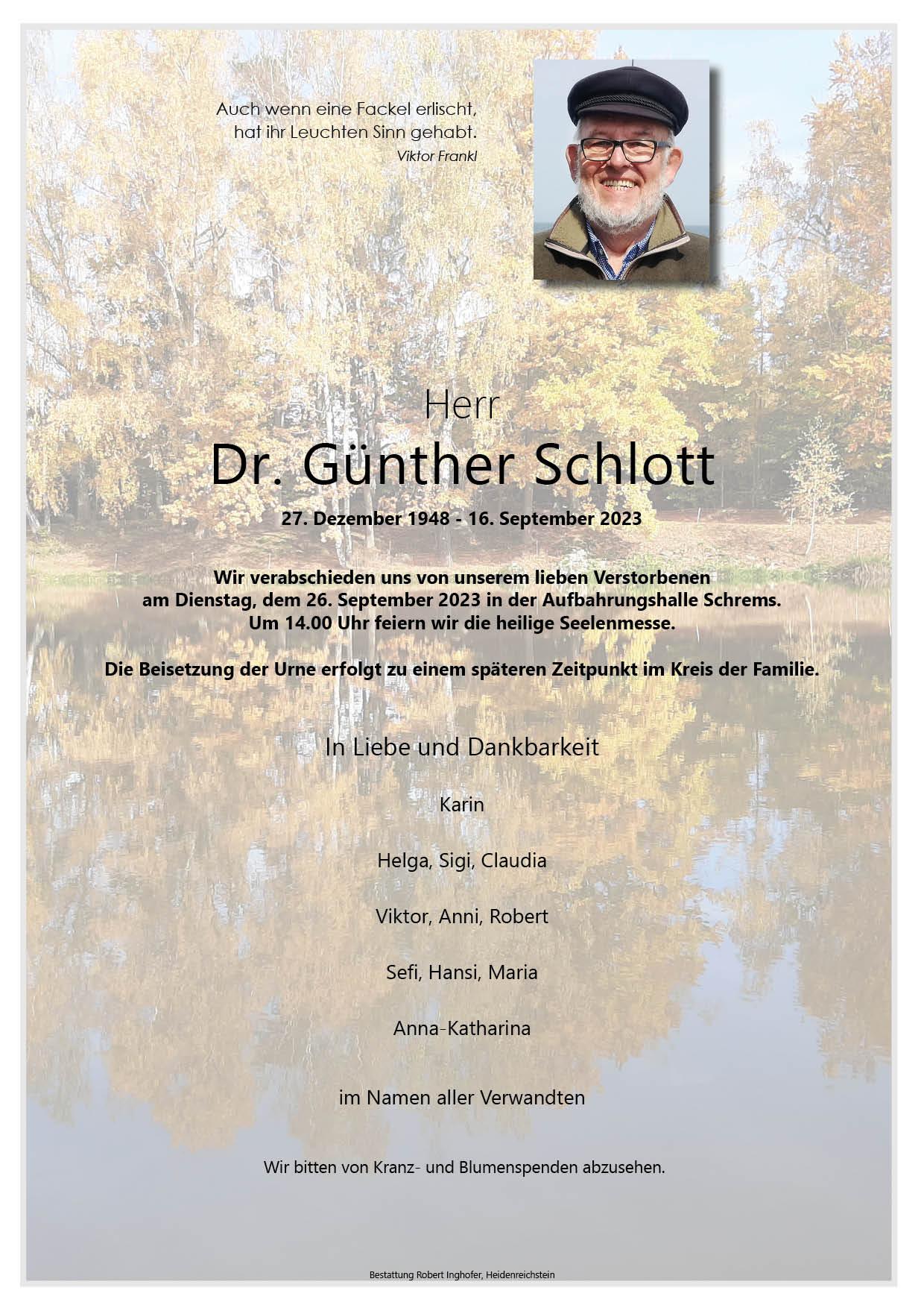 Günther Schlott - Bestattung Inghofer