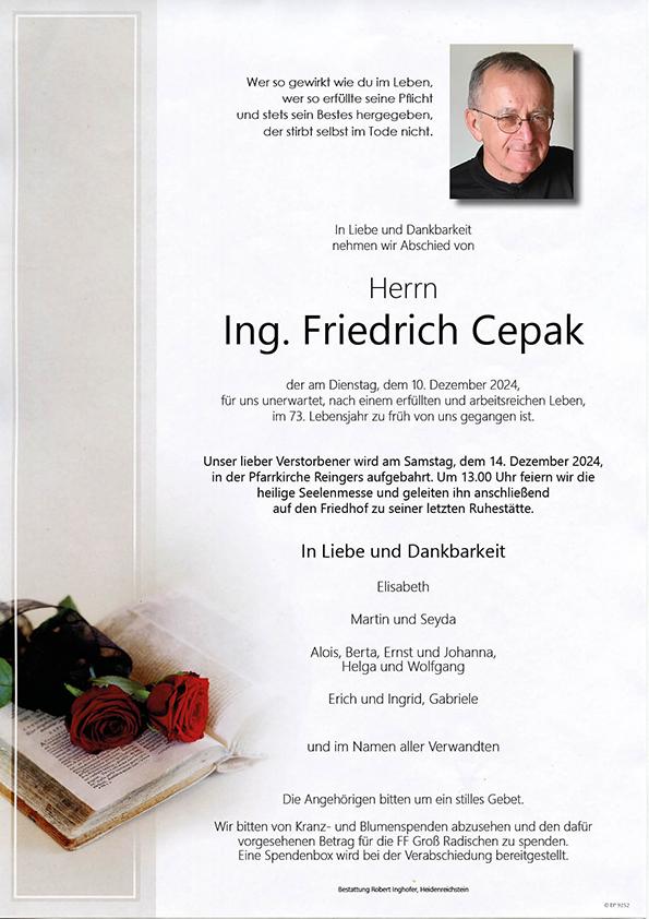 Ing. Friedrich Cepak - Bestattung Inghofer